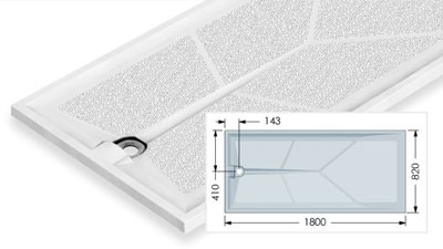 AKW 16161 Braddan 1800 x 820mm Tray with Upward Pump Waste - Shepway ...