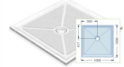 AKW 18055 Low Profile 1000x1000mm Shower Tray Only - Shepway Disabled ...