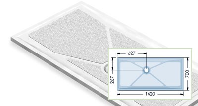 AKW 18073 Low Profile 1420x700mm Shower Tray With Gravity Waste ...