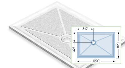 AKW 18170 Low Profile 1200x820mm Shower Tray With Gravity waste ...